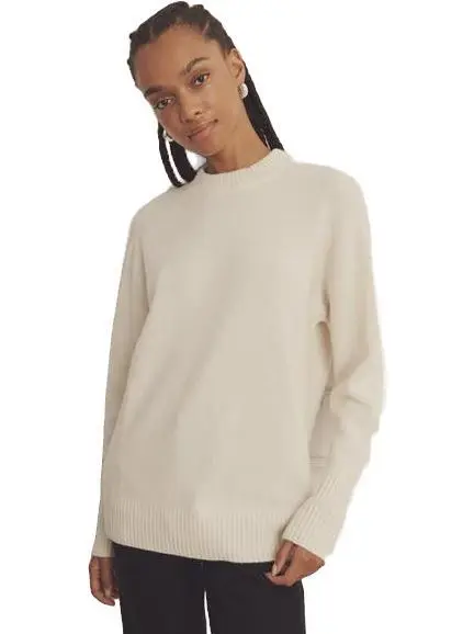 Naadam Luxe Cashmere Oversized Crewneck Sweater - White