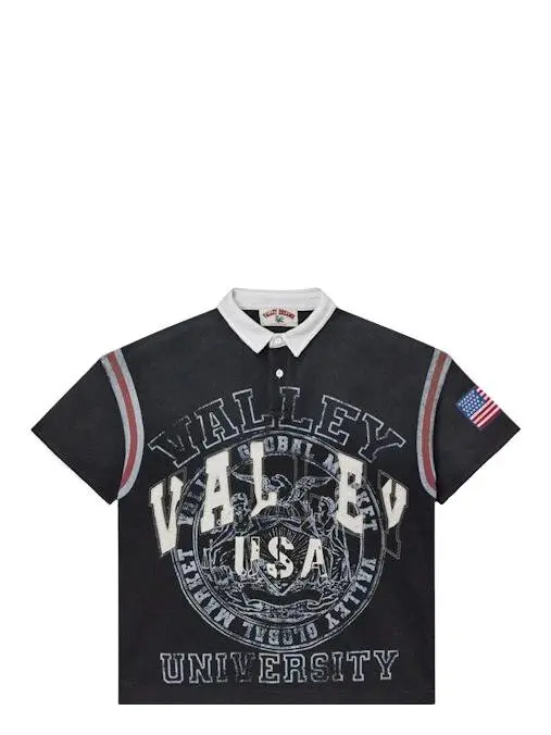 VALE FOREVER Valley Usa Rugby Shirt Top - Black