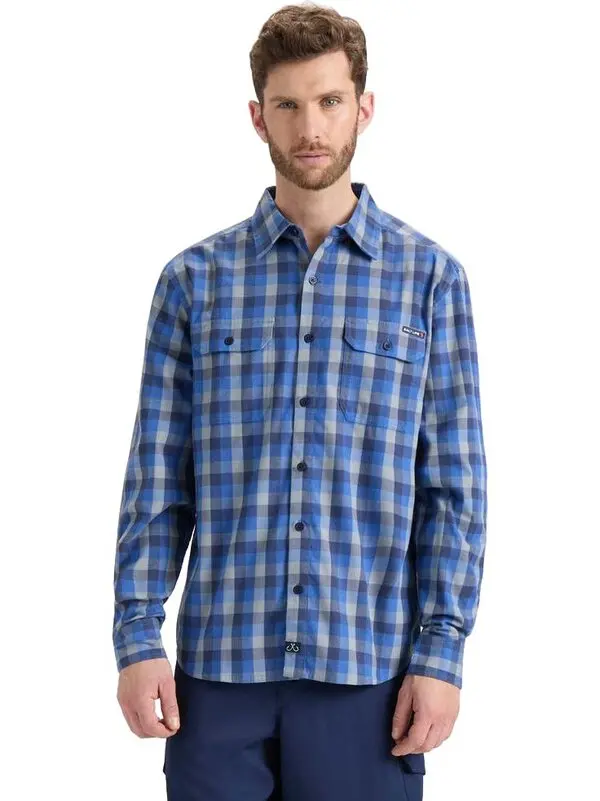 SALT LIFE Hammer Slx Performance Flannel Shirt - Surf Blue