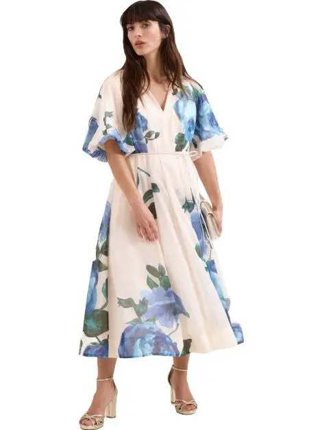 PHASE EIGHT Floral Print Midi Dress - Cream