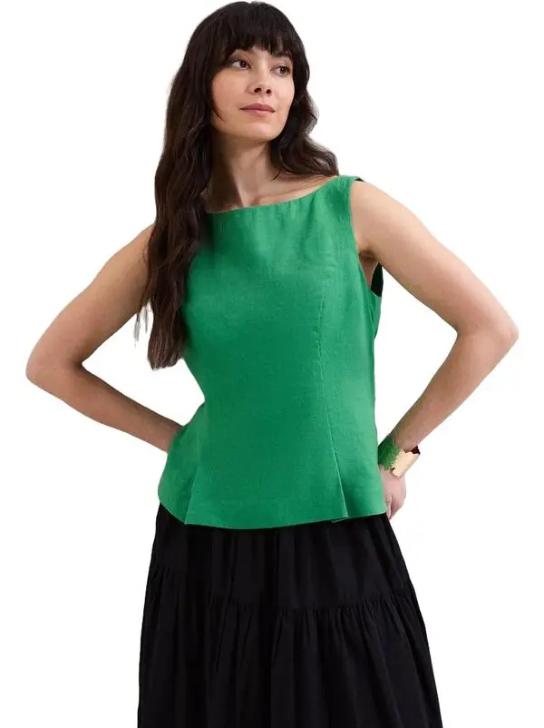 PHASE EIGHT Isabelle Linen Top - Green