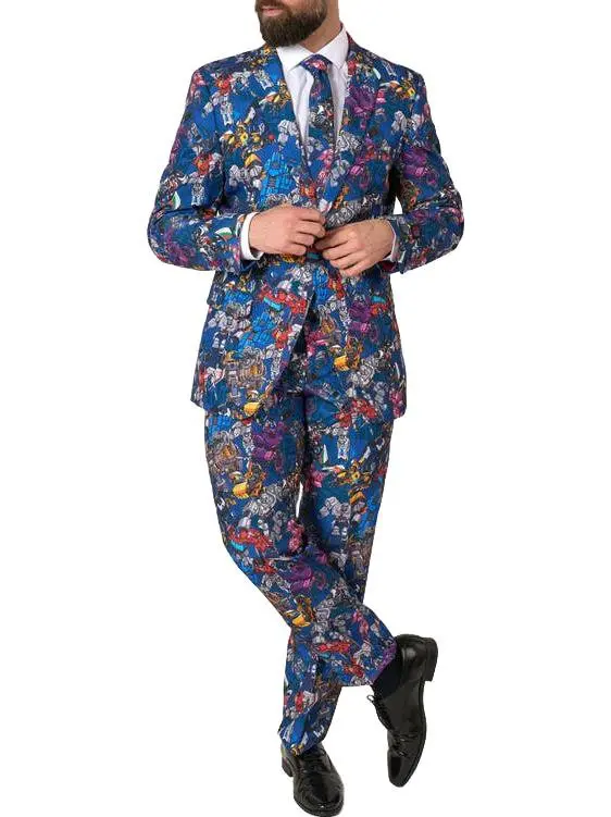 Opposuits X Transformers Slim Fit Two-piece Suit & Tie Set - Blue Multi