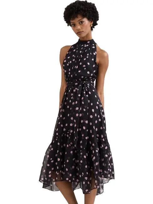 PHASE EIGHT Lucinda Sleeveless Halter Midi Dress - Black