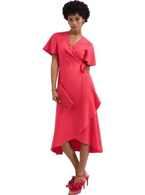 PHASE EIGHT Julissa Short Sleeve Wrap Midi Dress - Pink