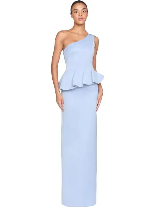Theia Zenobia Duchess Satin Gown - Serenity Blue