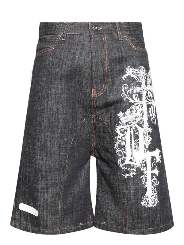 PDF CHANNEL Low Ride Denim Shorts - Navy