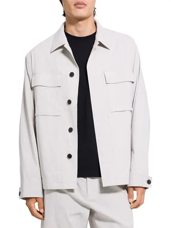 Theory Mod Linen Blend Field Jacket - Silver Cloud