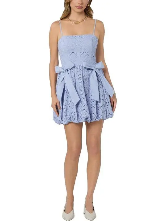 Astr The Label Aislinn Eyelet Mini Dress - Dusty Blue