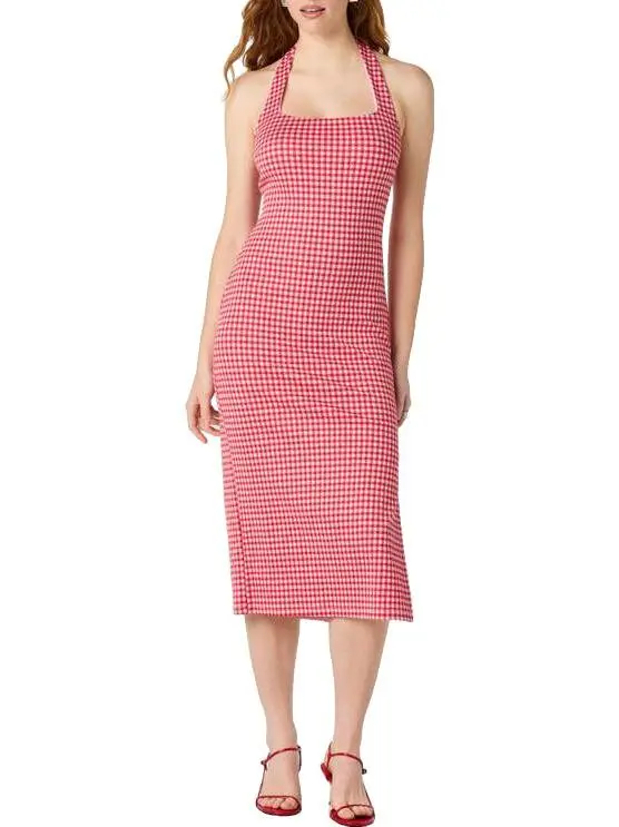 Astr The Label Alice Gingham Halter Neck Midi Dress - Red Gingham