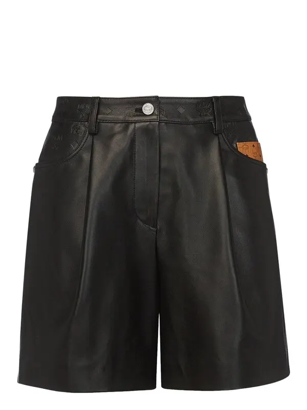Mcm Lambskin Bermuda Shorts - Black