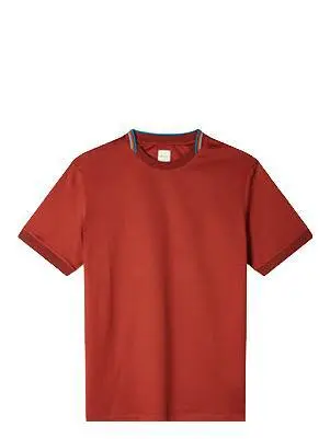 Paul Smith Rust Red 'signature Stripe' Collar T-shirt - Orange