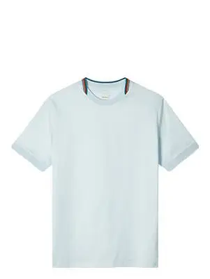 Paul Smith Sky 'signature Stripe' Collar T-shirt - Blue