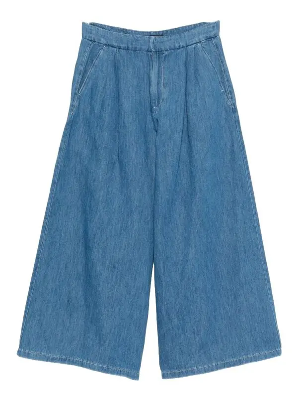 Max Mara Cotton And Linen Wide-leg Jeans - Blue
