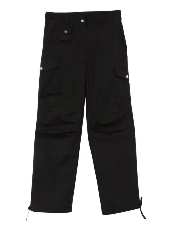 GANNI Cotton Cargo Trousers - Black