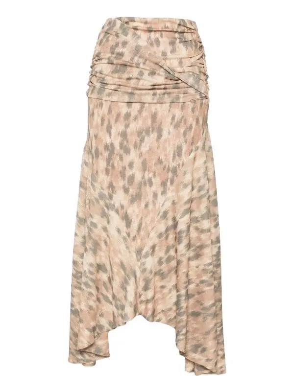 GANNI Printed Cotton Skirt - Beige