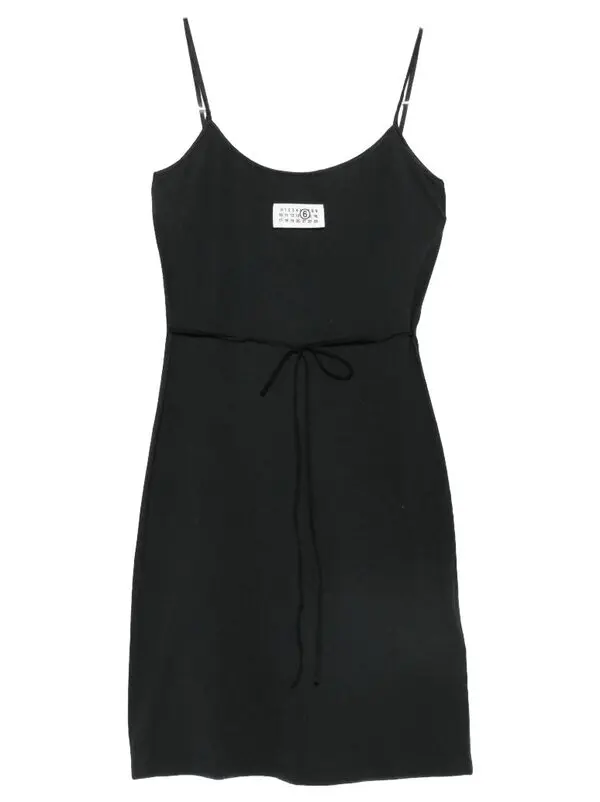 MAISON MARGIELA Spaghetti Strap Logo Patch Mini Dress - Black