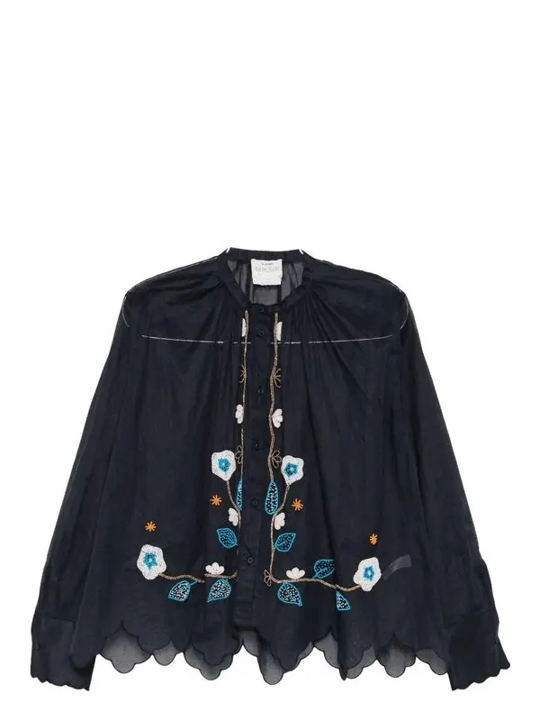 FORTE_FORTE Embroidered Cotton Shirt - Blue