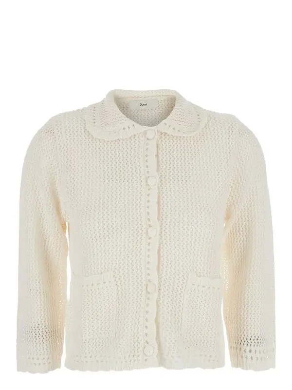 DUNST Linen And Cotton Blend Cardigan - White
