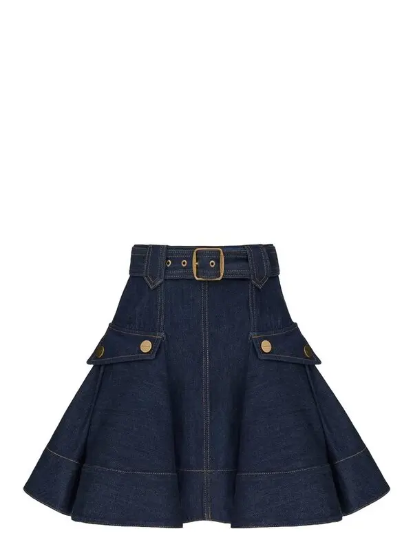 Zimmermann Denim Cargo Mini Skirt - Blue
