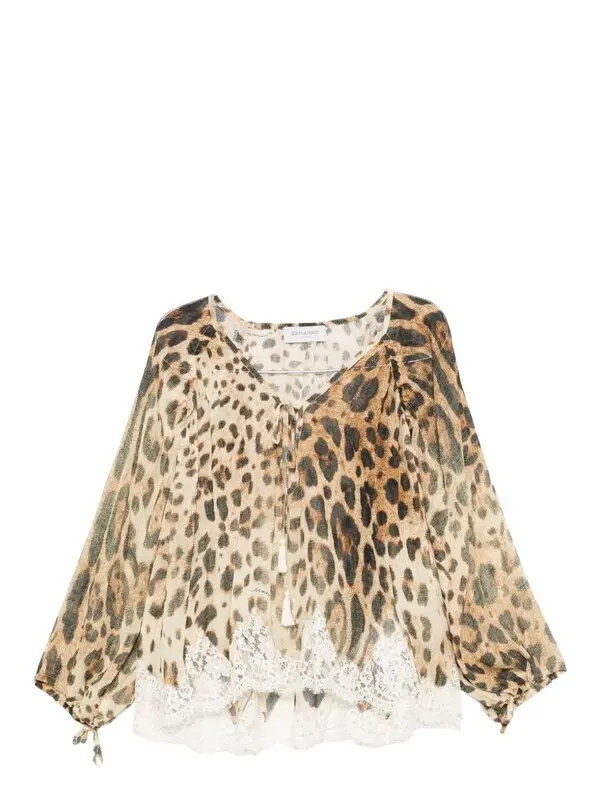 Ermanno Scervino Lace-detail Printed Blouse - Multi
