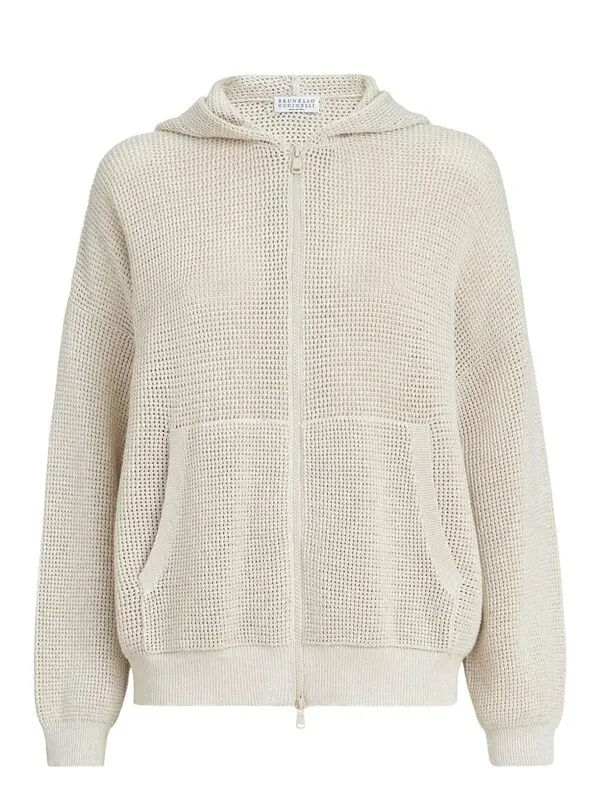 Brunello Cucinelli Cotton Hooded Cardigan - Beige