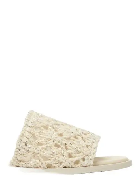 Fabiana Filippi Knitted Flat Sandals - White