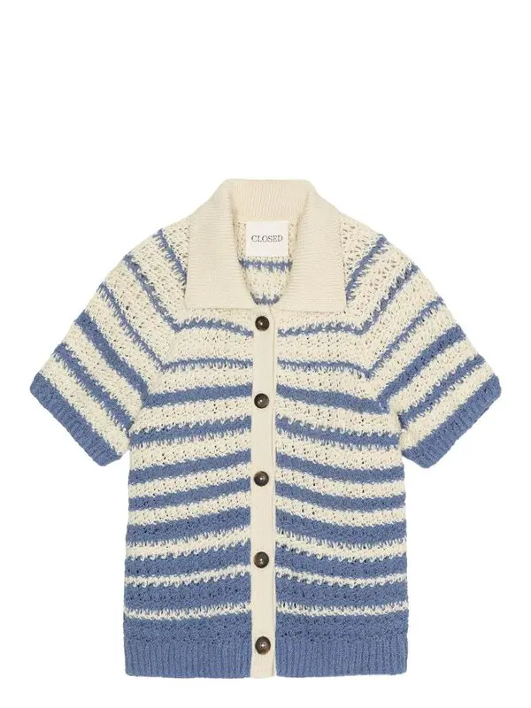 Closed Striped Cotton Cardigan - Blue