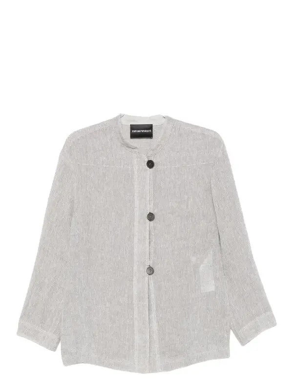 Emporio Armani Linen Buttoned Jacket - Grey