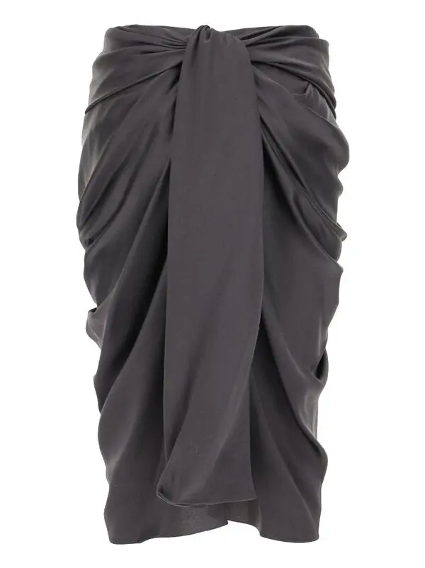 Chloé Silk Draped Midi Skirt - Black