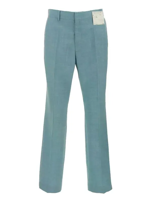 MAISON MARGIELA Frayed-effect Signature-stitch Trousers - Blue