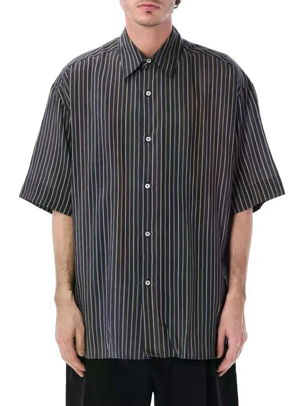 Studio Nicholson Striped Short-sleeve Shirt - Blue