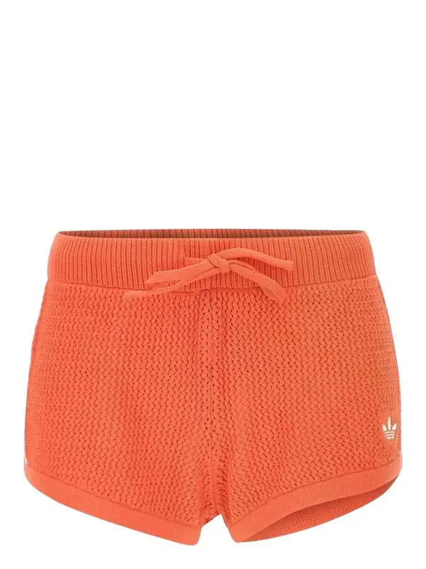 Adidas Crochet Knit Side-stripe Shorts - Orange