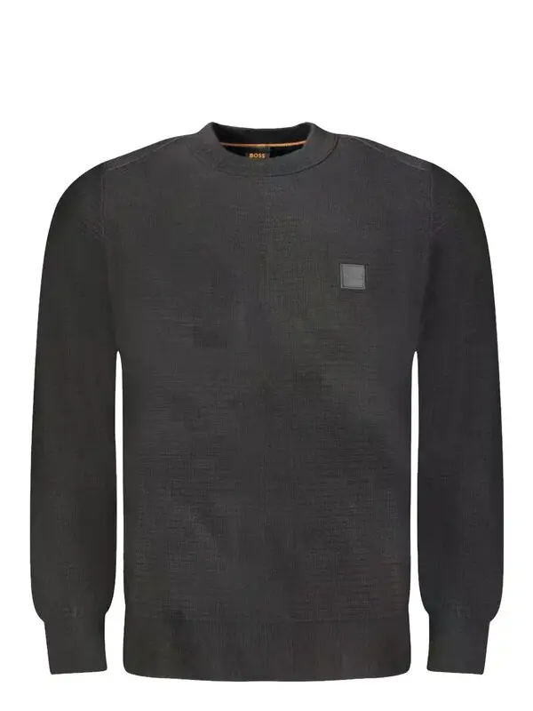 BOSS Logo-patch Waffle-knit Sweater - Grey