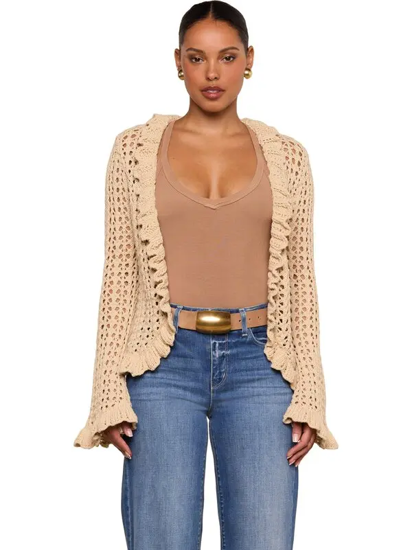 L'Agence Solaris Crocheted Cardigan - Sand Dune