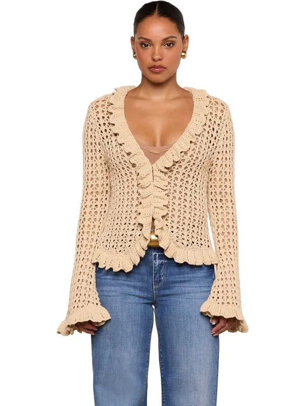 L'Agence Solaris Crocheted Cardigan - Sand Dune