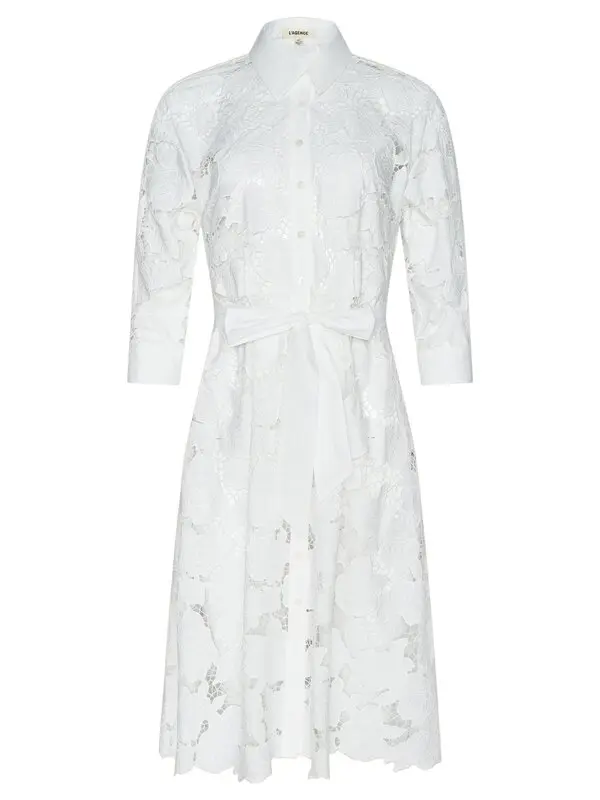 L'Agence May Eyelet Shirt Dress - Ivory