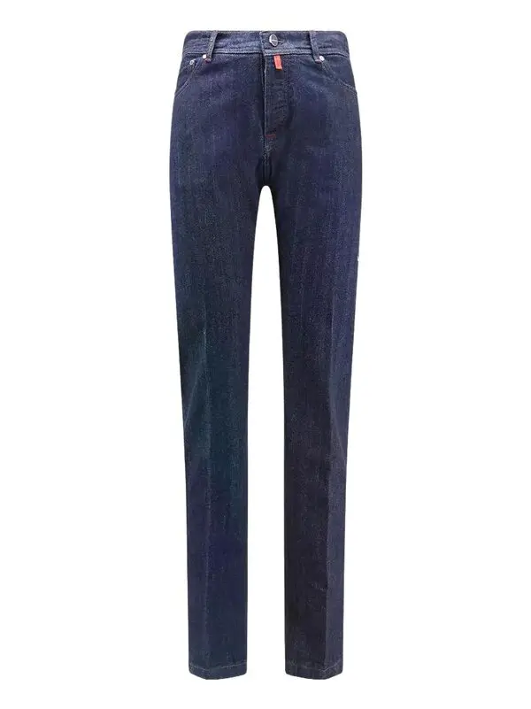 Kiton Belt-loop Buttoned Jeans - Blue