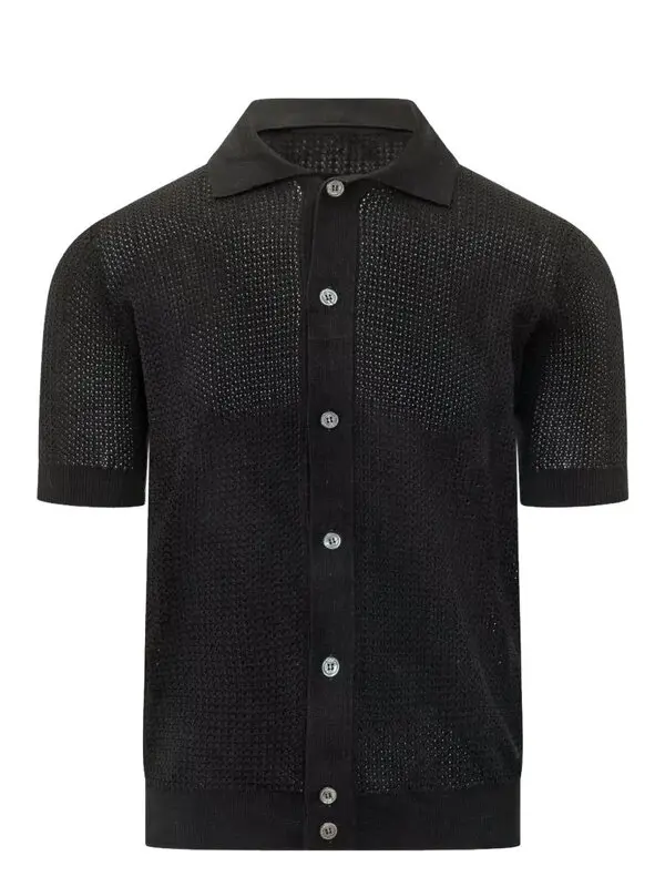 FILIPPO DE LAURENTIIS Rice-grain Knit-shirt - Black