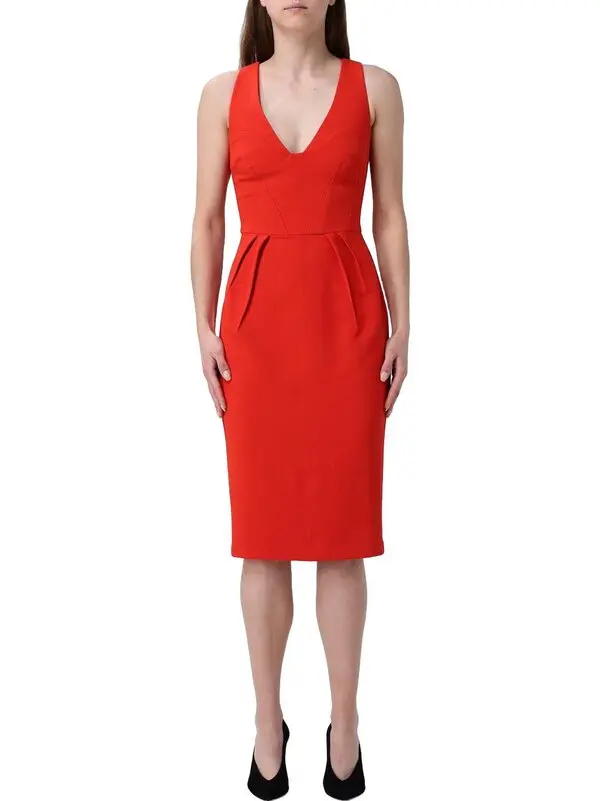 Elisabetta Franchi V-neck Sleeveless Midi Dress - Red