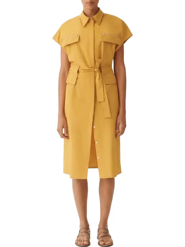 Fabiana Filippi Cotton Poplin Midi Shirt Dress - Mustard
