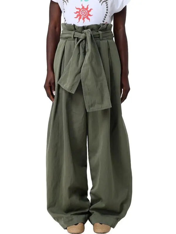 Balmain Wide-leg Cotton And Linen Blend Trousers - Green