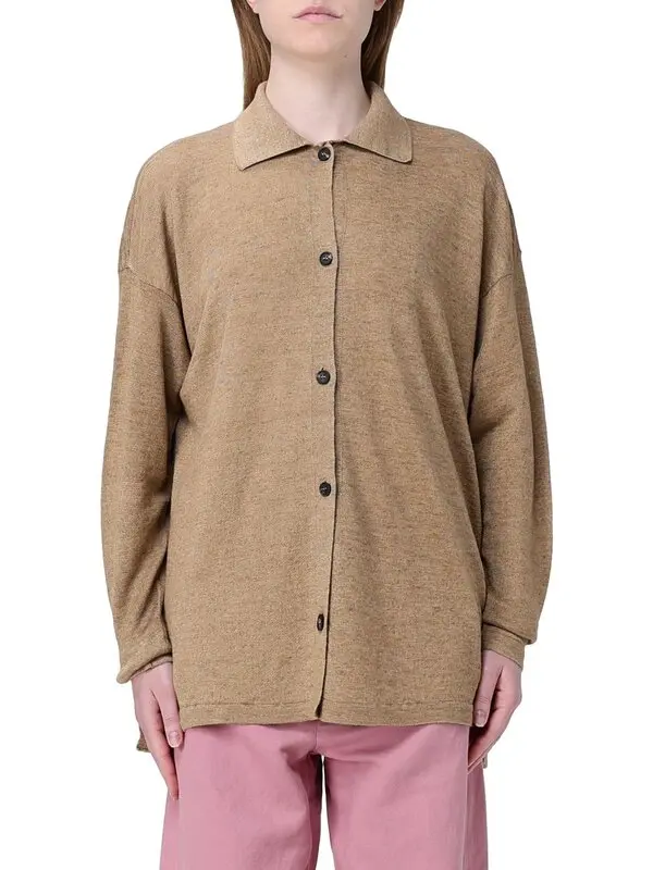 Max Mara Striped Linen Knit Polo Shirt - Black