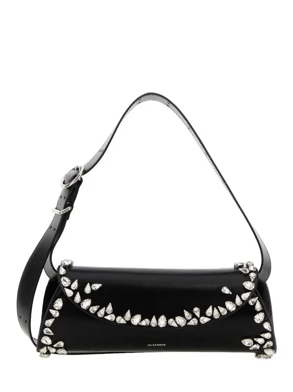 JIL SANDER Cannolo Bag With Rhinestone Embellishments - Black