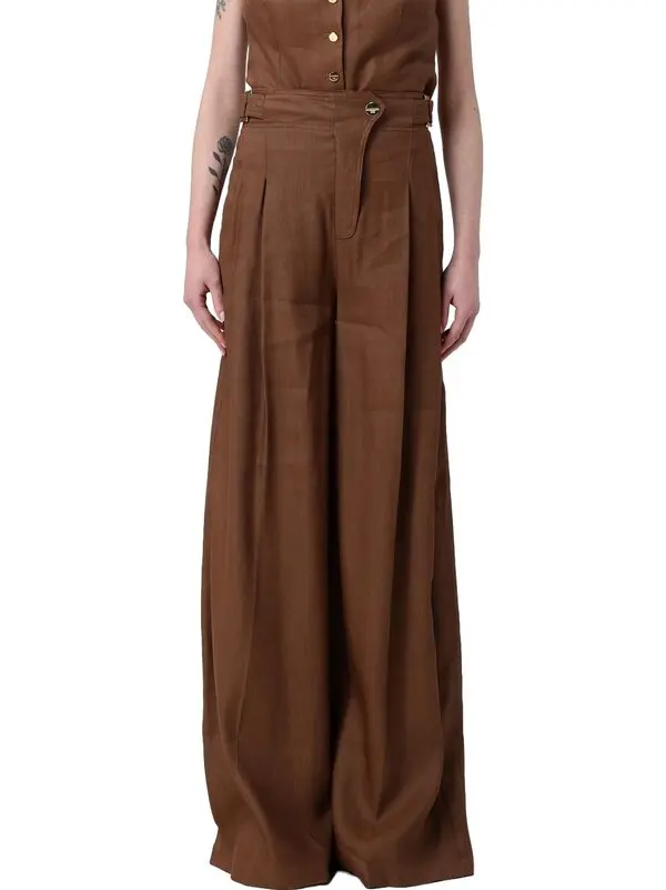 Elisabetta Franchi Wide Leg Trousers - Brown