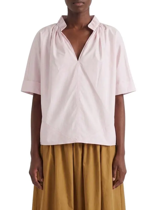 MEIMEIJ Cotton V-neck Blouse - Quartz