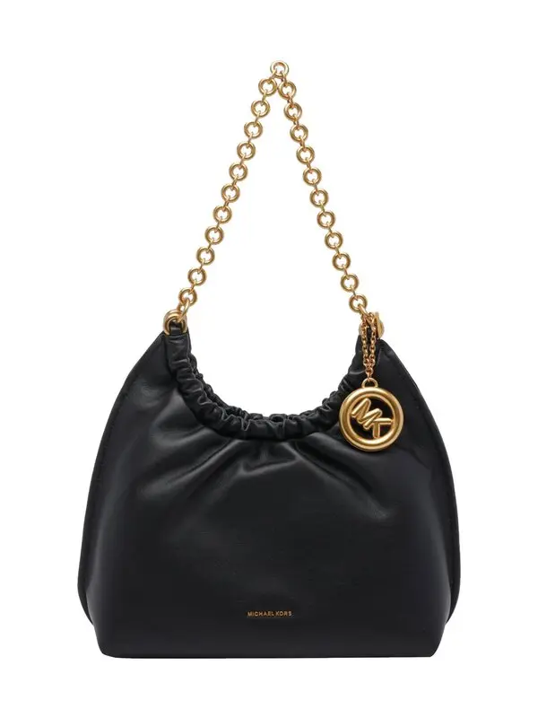 Michael Kors Leather Shoulder Bag With Chain Strap - Black