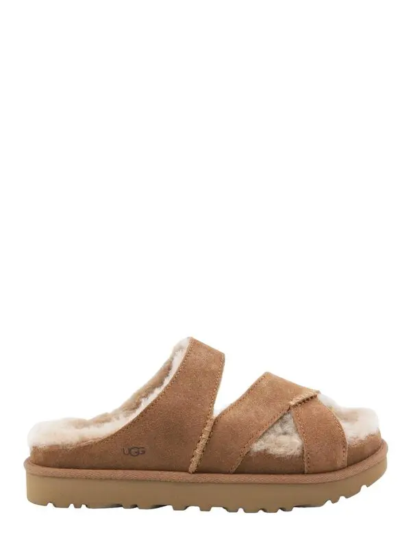 UGG Greenport Cross Strap Suede Mule Sandals - Brown