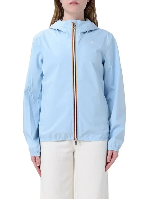 K-WAY Jacket With Hood And Zip-up Front - Gnawed Blue
