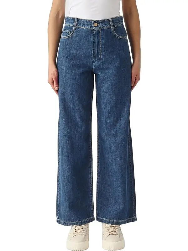Max Mara Wide-leg Jeans In Cotton And Kapok - Denim