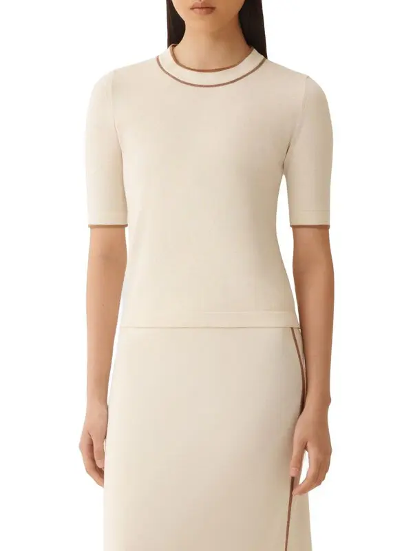 Fabiana Filippi Crew Neck Cotton Knit Top - Butter